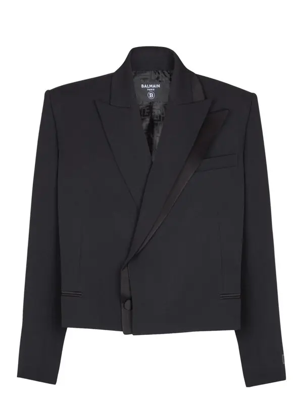Balmain Grain De Poudre Cropped Blazer - Black