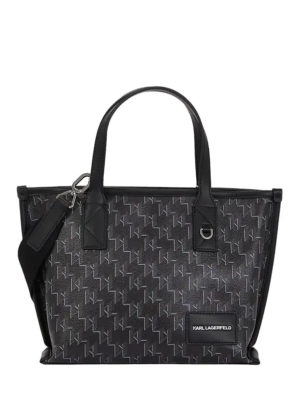 Karl Lagerfeld Monogram Double Handle Shoulder Bag - Black