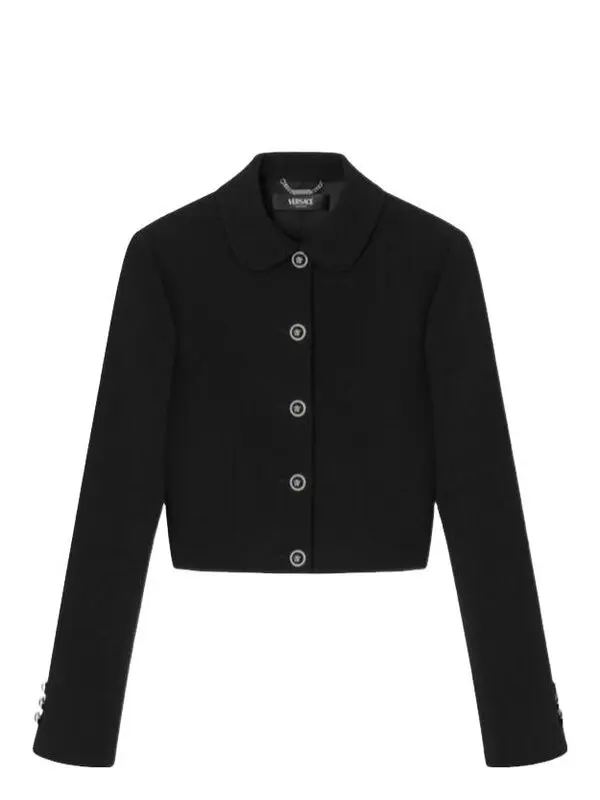 Versace Crêpe Cropped Jacket With Medusa Hardware - Black