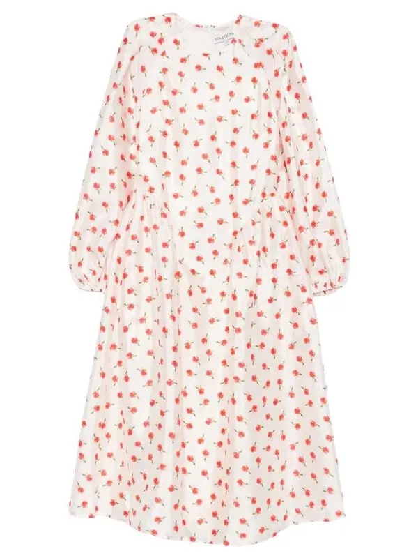 Stine Goya Floral Long Sleeve Midi Dress - White