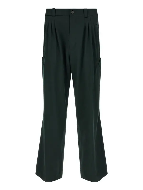 KIKO KOSTADINOV Dark Pleated Wide-leg Trousers - Green