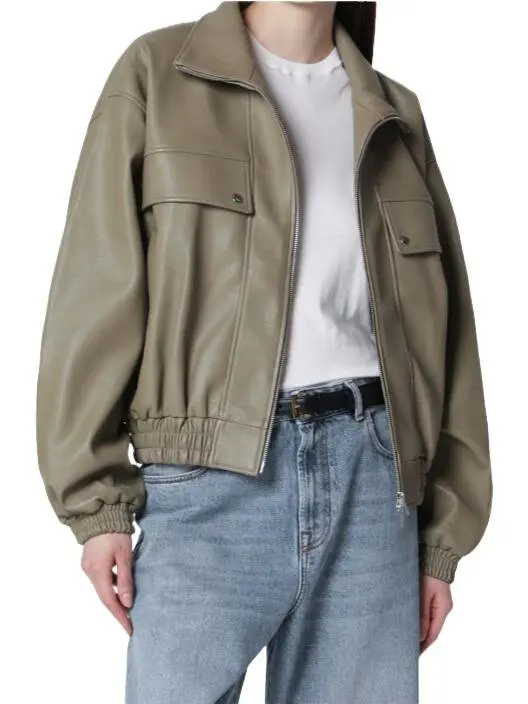 THE FRANKIE SHOP Long Sleeve Zip-up Bomber Jacket - Green