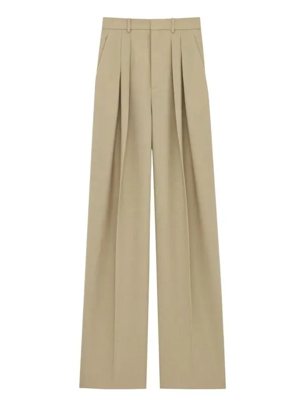 Saint Laurent High Waisted Tailored Pants - Light Brown