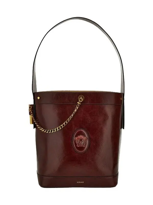 Versace Medusa Cameo Bucket Bag - Wine Red