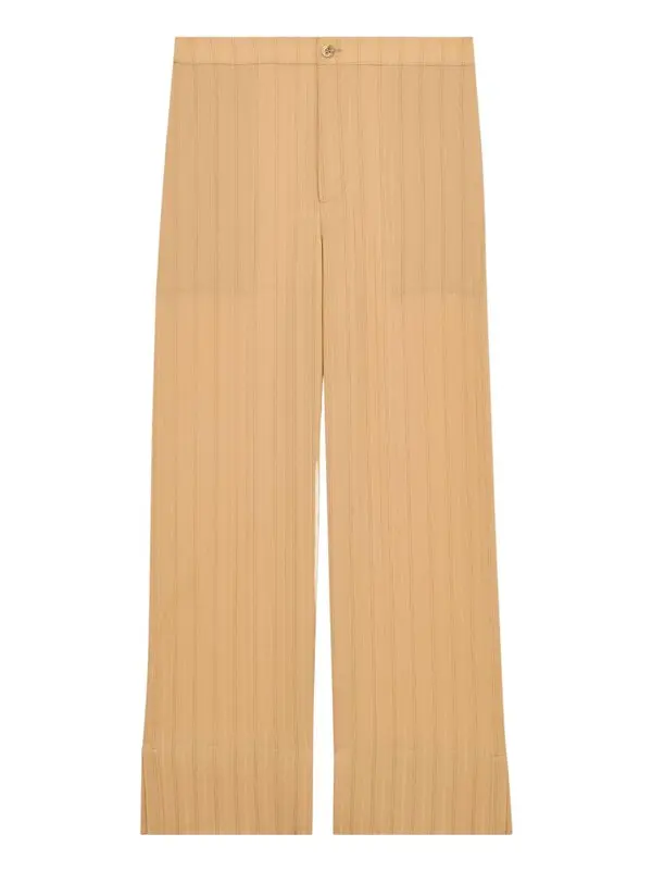 Saint Laurent Embroidered Wide-leg Pants - Beige/nude/taupe