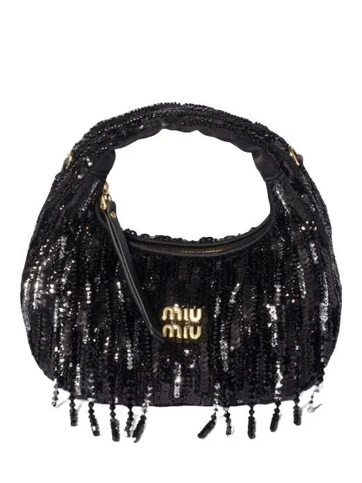 Miu Miu Sequin Embellished Mini Tote Bag - Black