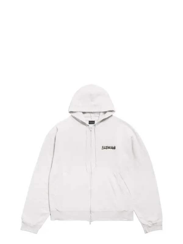 Balenciaga Masking Tape Oversized Zip-up Hoodie - Dirty White