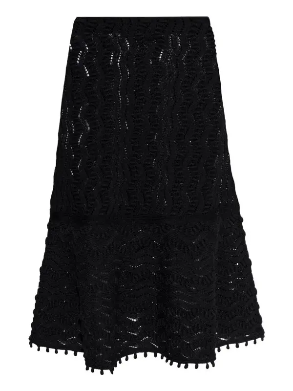 JIL SANDER Decorative Weave Knitted Midi Skirt - Black