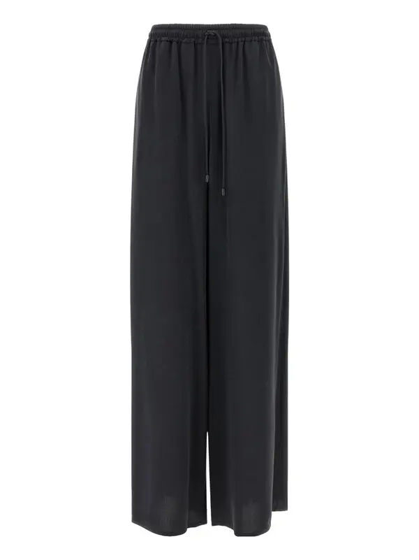 Max Mara Wide-leg Washed Silk Drawstring Trousers - Blue