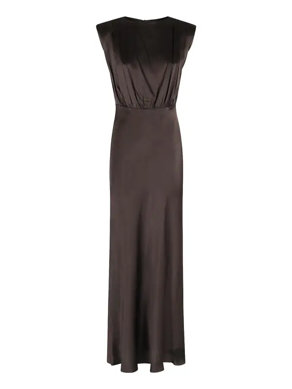SEMICOUTURE Padded Shoulder Dress - Dark Cacao
