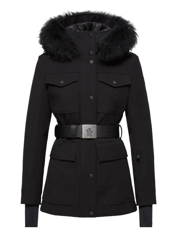 Moncler Linotte Shearling-trimmed Down Ski Jacket - Black