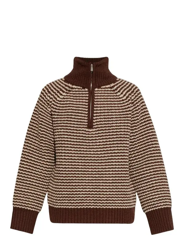 Studio Nicholson Striped Zip-neck Sweater - Brown