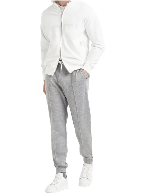 Brunello Cucinelli Drawstring Trousers With Pressed Crease - Grey
