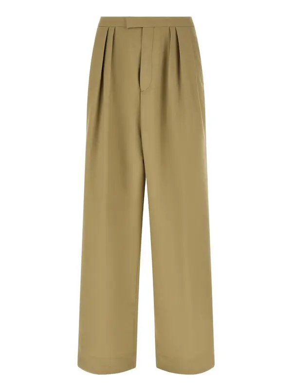Dries Van Noten Pleated Wide Leg Trousers - Green