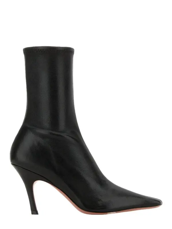 Amina Muaddi Nappa Leather Jamie Ankle Boots - Black