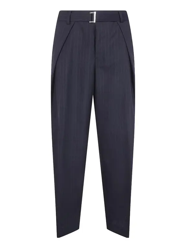 Sacai Pinstriped Tailored Trousers With Drawstring Belt - Black