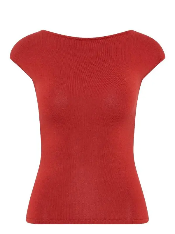 ST. AGNI Backless Knit Top - Red