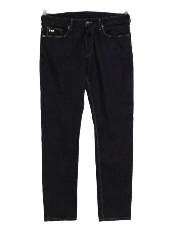 Emporio Armani Five-pocket Jeans With Logo Patch - Blue