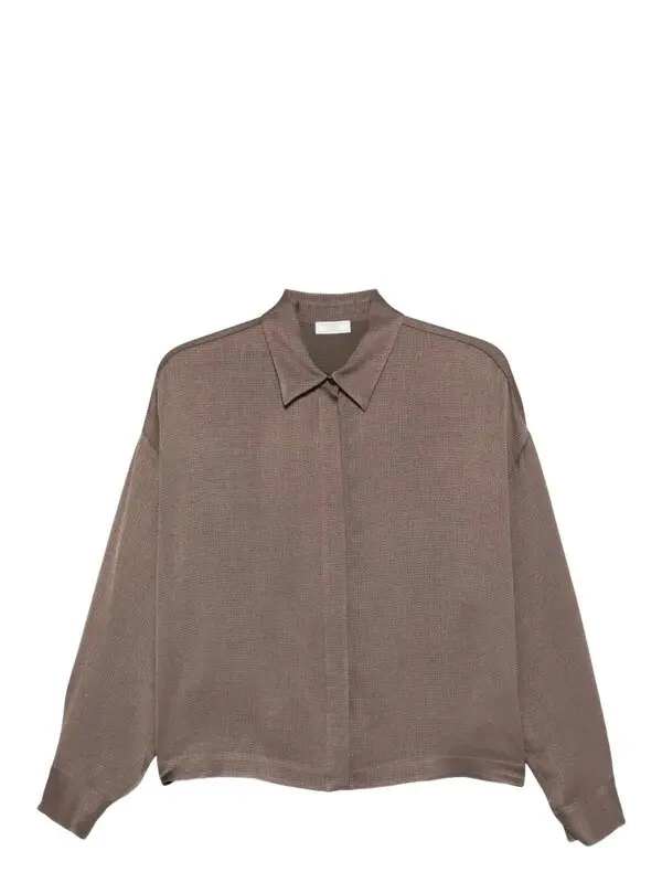 Peserico Textured Long Sleeve Shirt - Brown