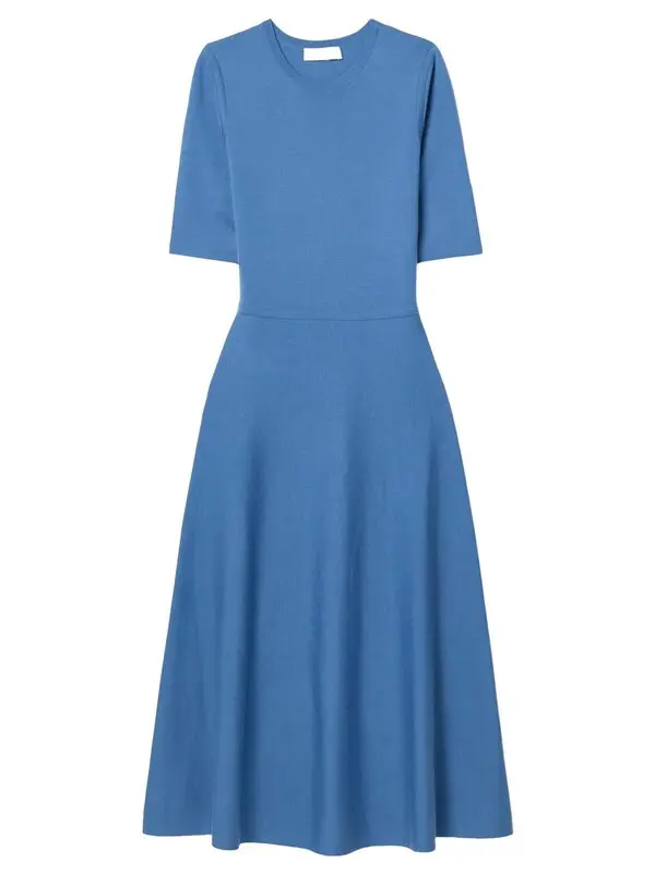 Gabriela Hearst A-line Round Neck Short Sleeve Dress - Blue