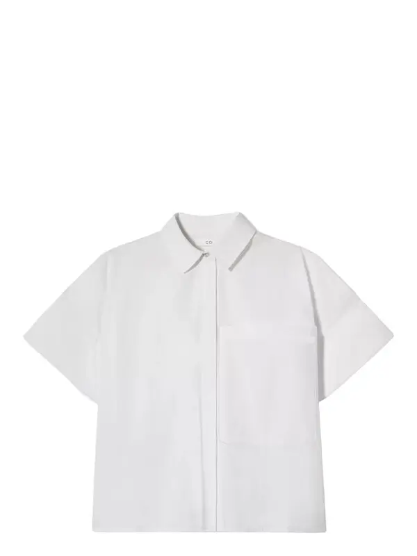 Co Button-front Shirt With Patch Pocket - White