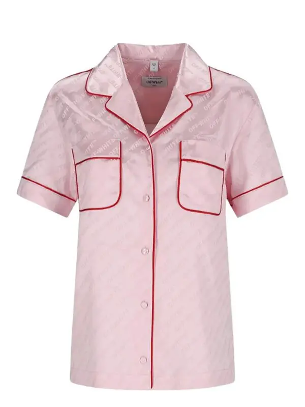 Off-White Jacquard Button-up Satin Shirt - Pink