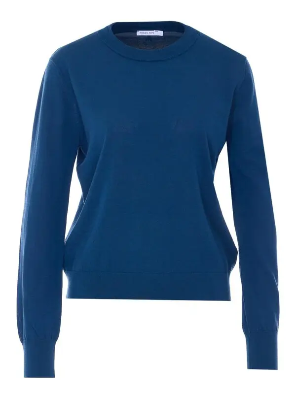 Patrizia Pepe Long Sleeve Sweater With Logo Charm - Blue