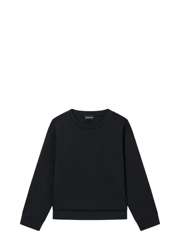Emporio Armani Layered Crewneck Sweatshirt With Nylon Hem - Black