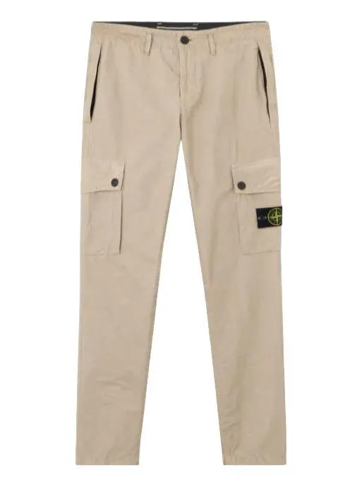 Stone Island Slim Fit Cargo Trousers With Zip Pockets - Desert