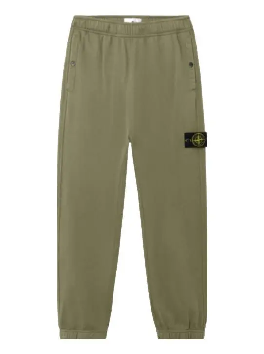Stone Island Regular Fit Joggers With Snap Pockets And Logo Badge - Military Green