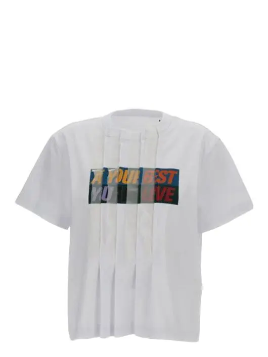 Sacai Graphic-print Organza-trimmed T-shirt - White