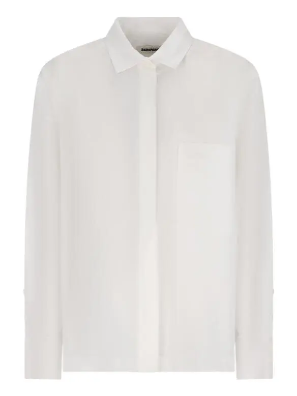 DARKPARK Long Sleeve Shirt With Patch Pocket - White