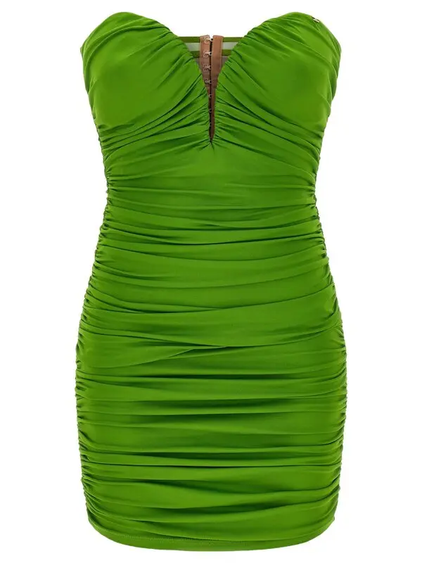 Elisabetta Franchi Heart Neckline Mini Dress - Green