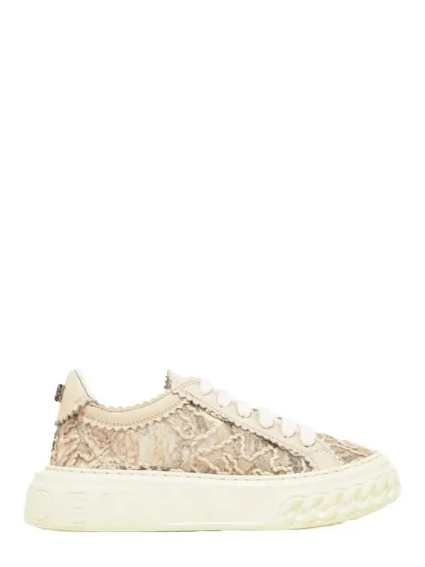 Casadei Chantilly Lace Low-top Sneakers - Pink Sand