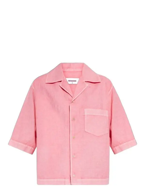 Dsquared2 Linen Boxy Short Sleeve Shirt - Pink