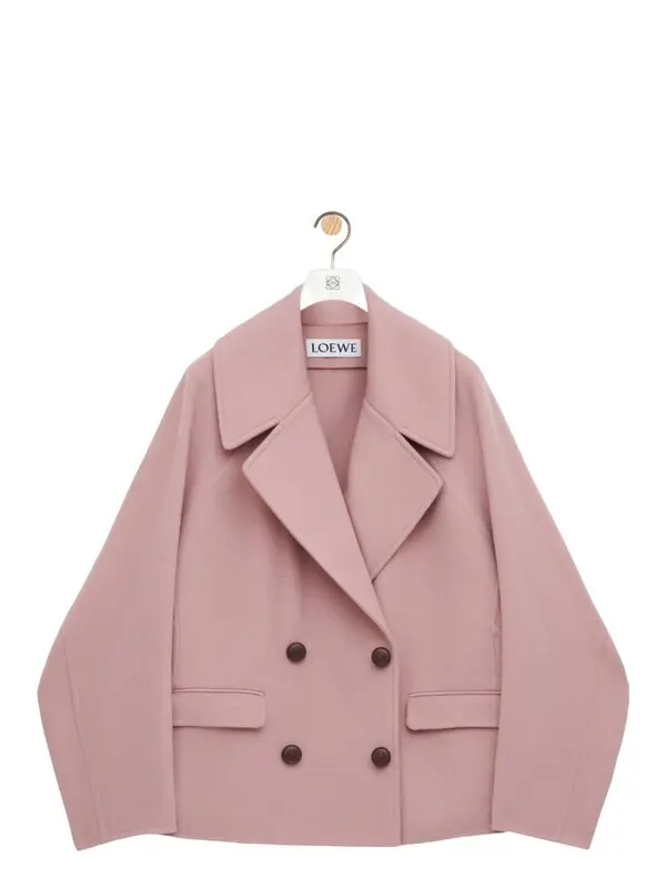 Loewe Double-breasted Coat With Leather-wrapped Anagram Pebble Buttons - Pink