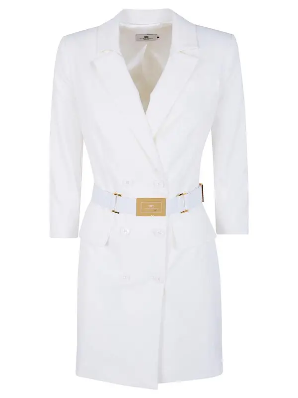Elisabetta Franchi Belted Blazer Dress - White