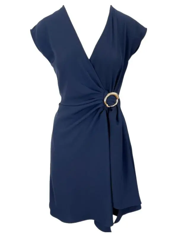 Liu Jo Wrap Style Short Dress With Draped Hem - Blue