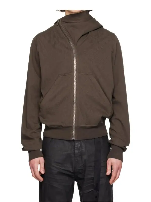 Rick Owens Asymmetrical Zip Up Hoodie - Dark Gray