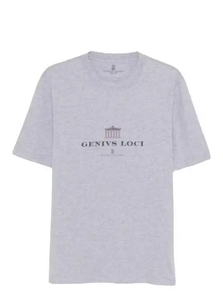 Brunello Cucinelli Printed Jersey Crewneck T-shirt - Grey