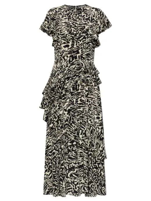 Ulla Johnson Amaia Ruffled Animal-print Maxi Dress - Black