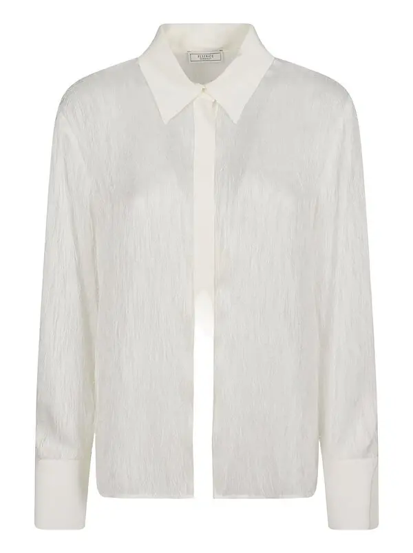 Peserico Concealed Placket Cotton Shirt With Tassel Details - White