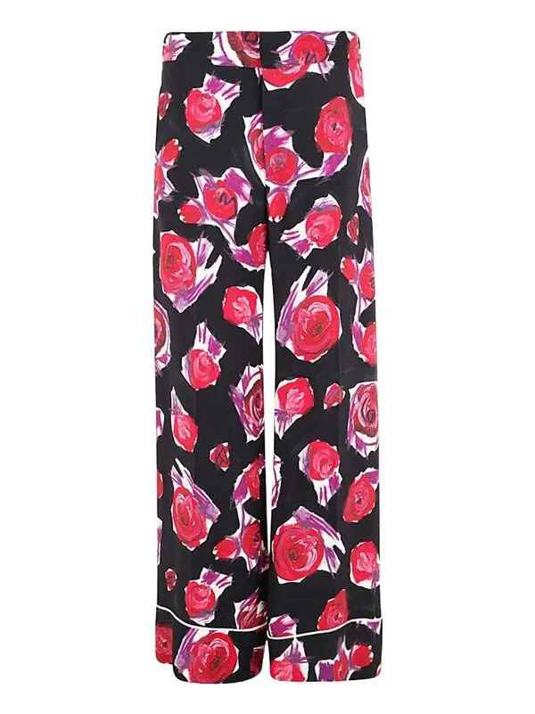 Marni Floral Printed Wide-leg Trousers - Black