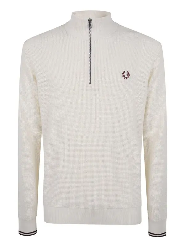 Fred Perry Waffle Stitch Half Zip Jumper - True Color