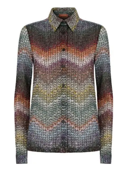 Missoni Sequin Mixed Lamé Shirt - Greenish-brown