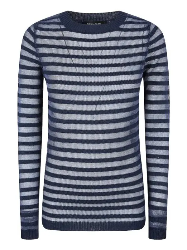 Fabiana Filippi Striped Crew Neck Long Sleeve Sweater - Blue