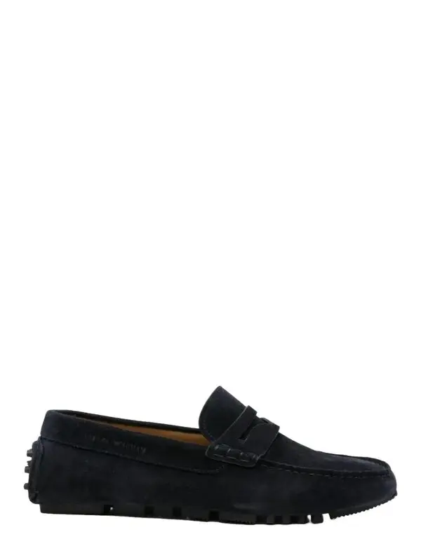 Emporio Armani Logo Detailed Slip-on Loafers - Black