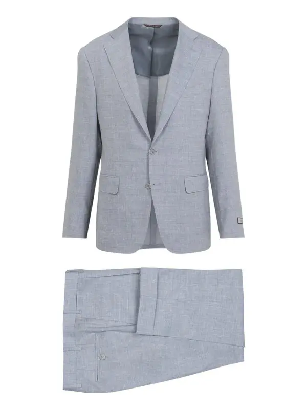 Canali Button-fastening Linen Suit - Gray