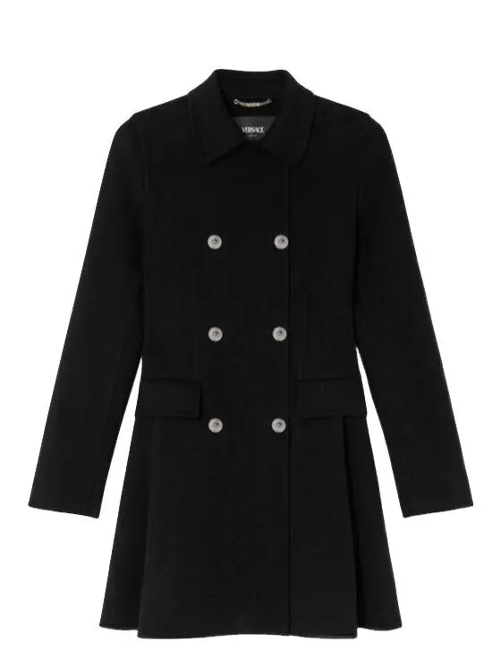 Versace Double-breasted A-line Coat - Black