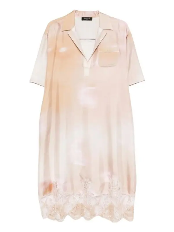 Fabiana Filippi Lace-trimmed Gradient Shirt Dress - Beige/light Pink